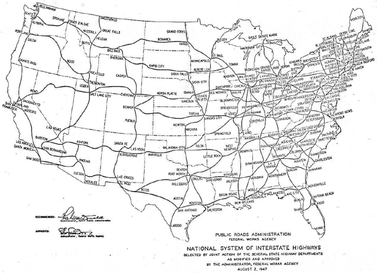 The First Map of Proposed US Interstate Highways Is Released ...